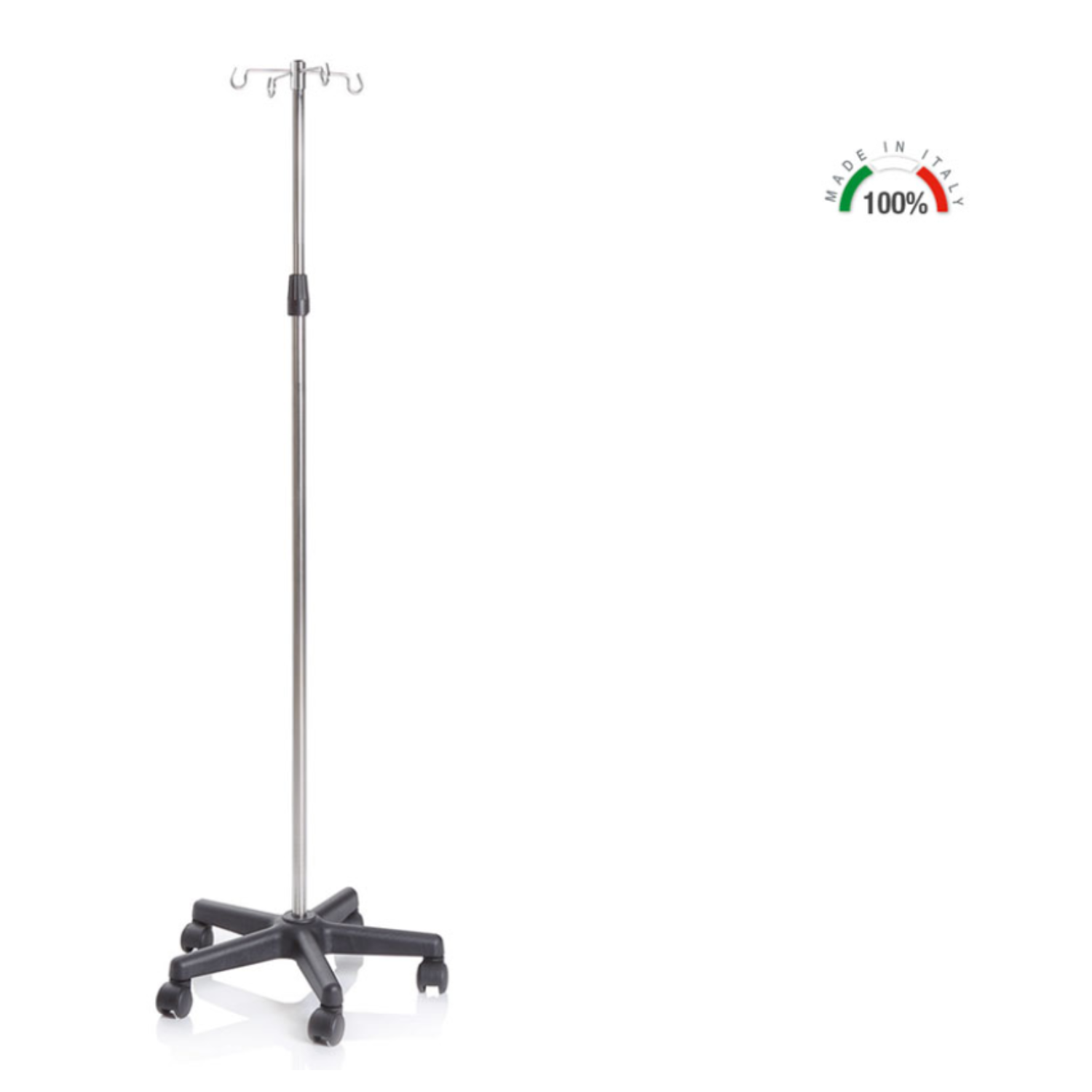 Asta flebo in acciaio con 4 ganci su ruote – Michelotti Store